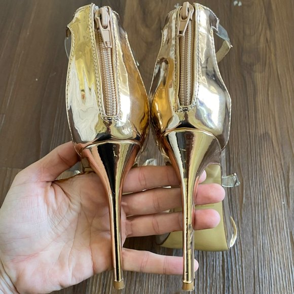 Windsor | Shoes | Windsor Rose Gold Metallic Chrome Triple Strap Formal ...